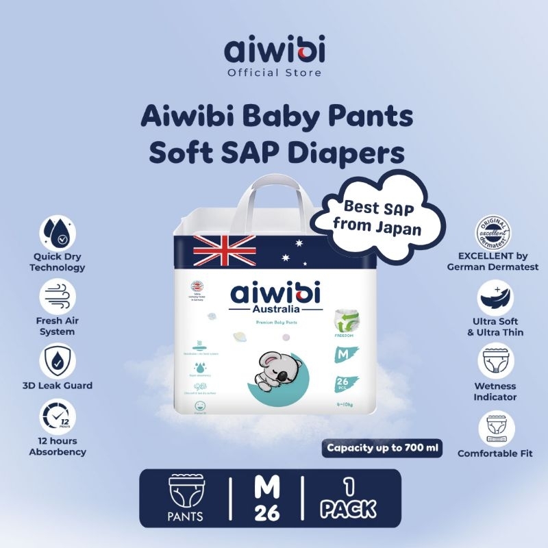 Jual AIWIBI Premium PANTS Soft SAP M26 Tipe Celana Popok Bayi Baby Diapers AWB12 | Shopee Indonesia