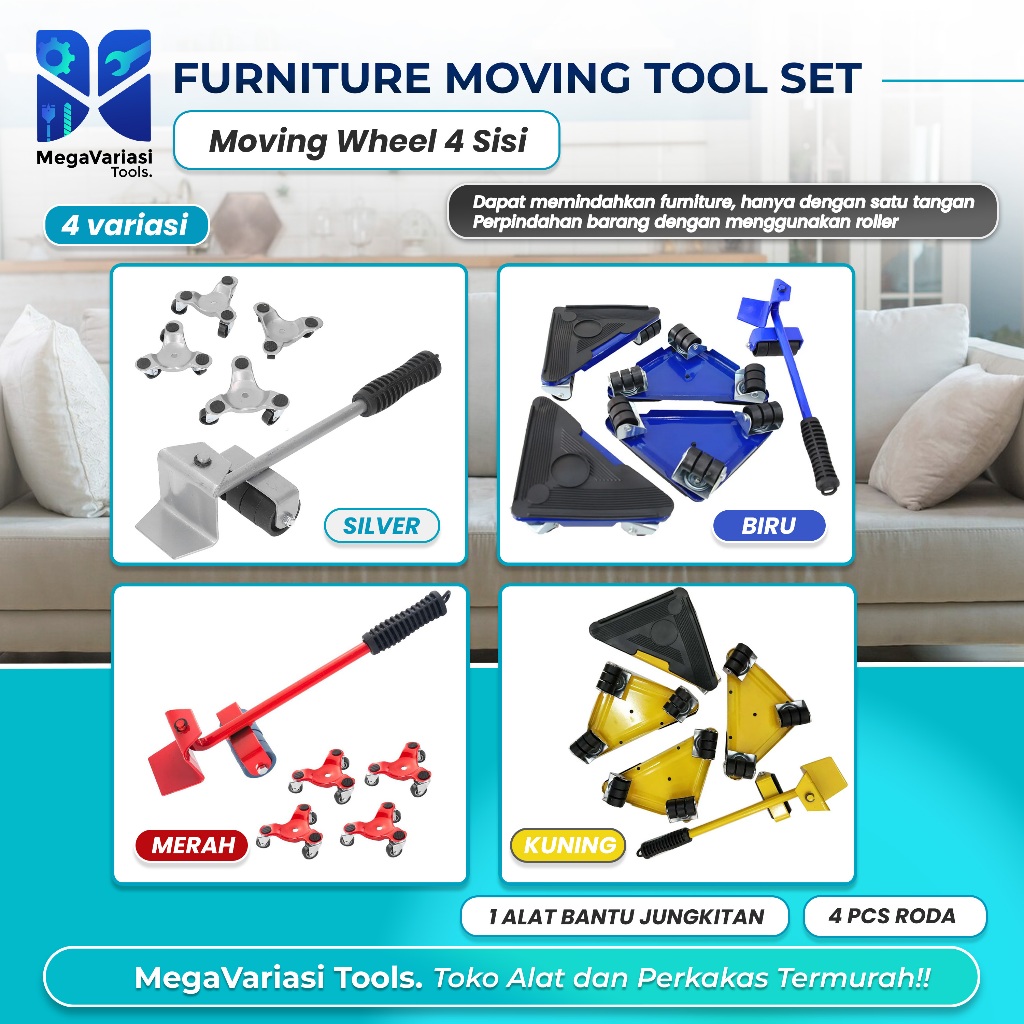 Jual Roda Alat Bantu Angkat Pindah Barang 4 Sisi Pengangkat Furniture ...
