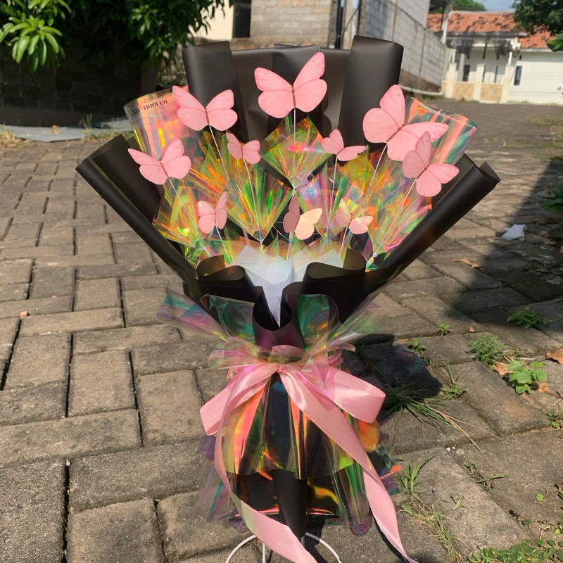 Jual Bouquet Butterfly Led Hologram l buket kupu-kupu lampu led hadiah ...