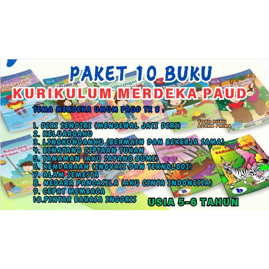 Jual BUKU PAKET 10 TEMA PAUD/TK B UMUM KURIKULUM MERDEKA USIA 5-6 TAHUN ...