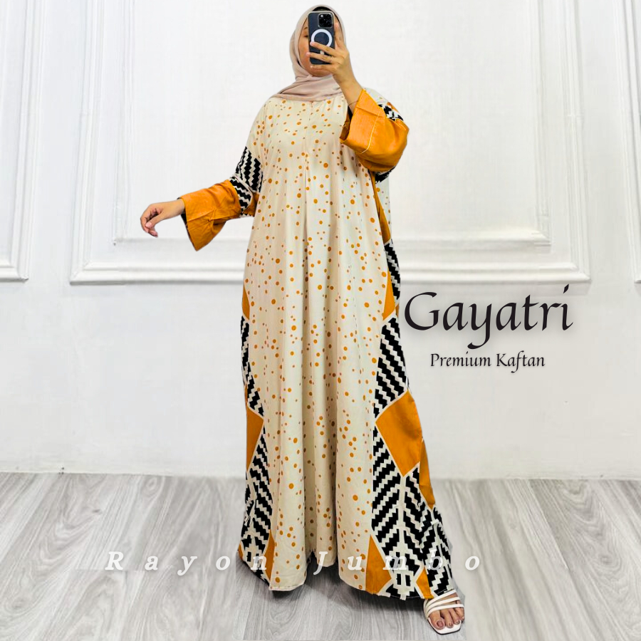 Jual Terbaru Gamis Kaftan Jumbo Motif Gayatri LD 170 Rayon Adem Cocok ...