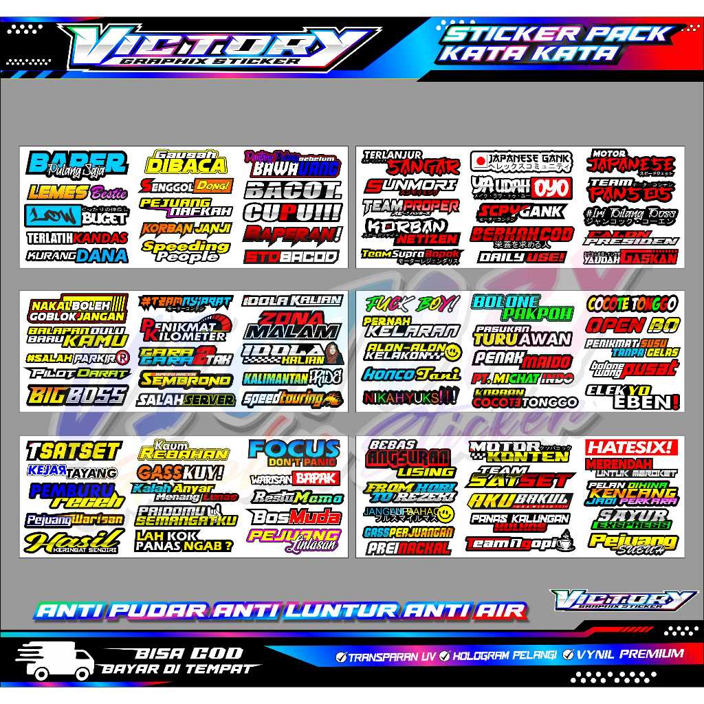 Jual STICKER PACK KATA KATA VIRAL / STICKER KATA KATA TERBARU / STICKER ...