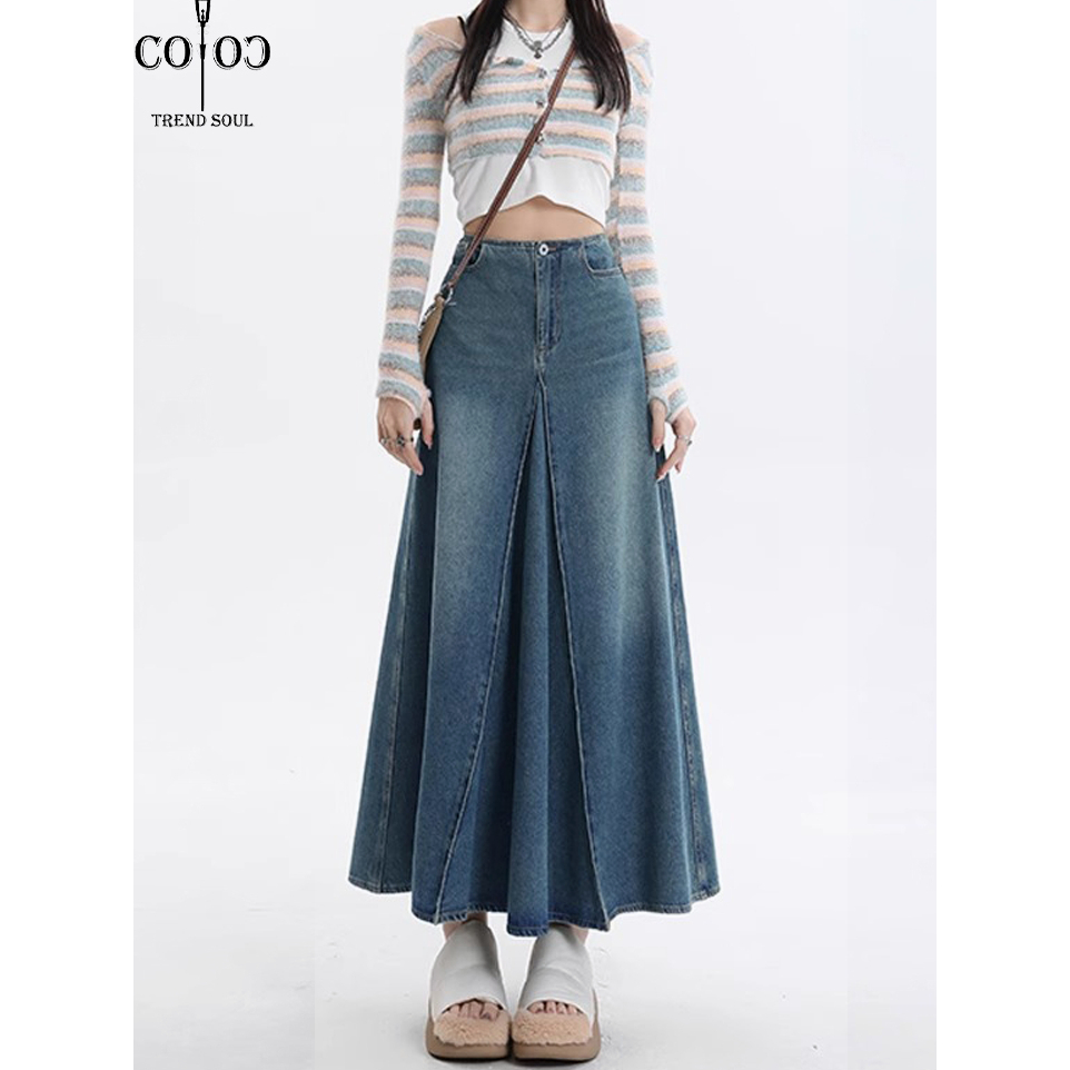 Jual Coco Trend Soul Rok --Biru Retro Highwaist Terbaru Kekinian Rok ...
