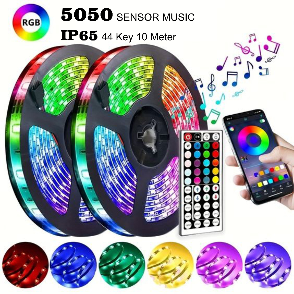 Jual Paket Lampu LED Strip 5050 2835 RGB 10M 20M IP20 IP65 RGB Remot 24 ...