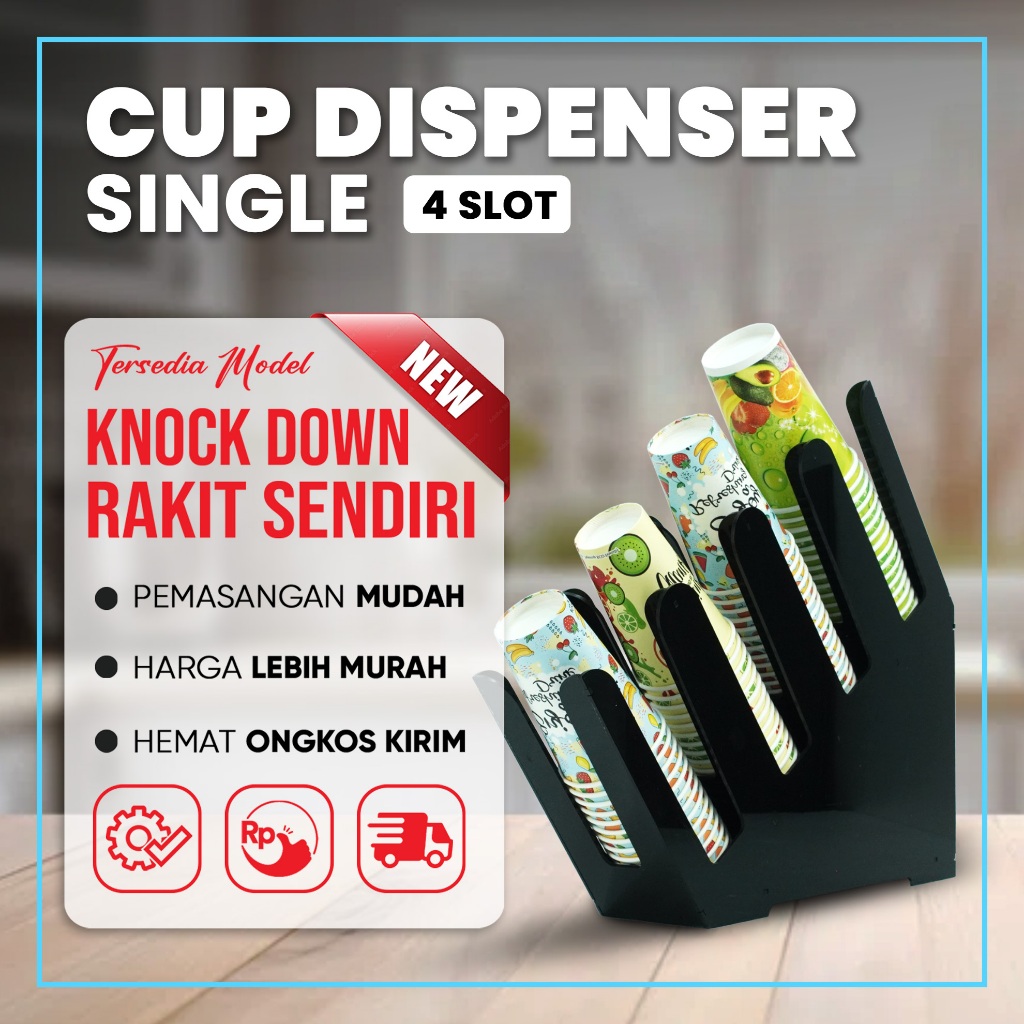 Jual Rak Cup Holder / Rak Paper Cup Akrilik Single Bar 4 Slot | Shopee ...
