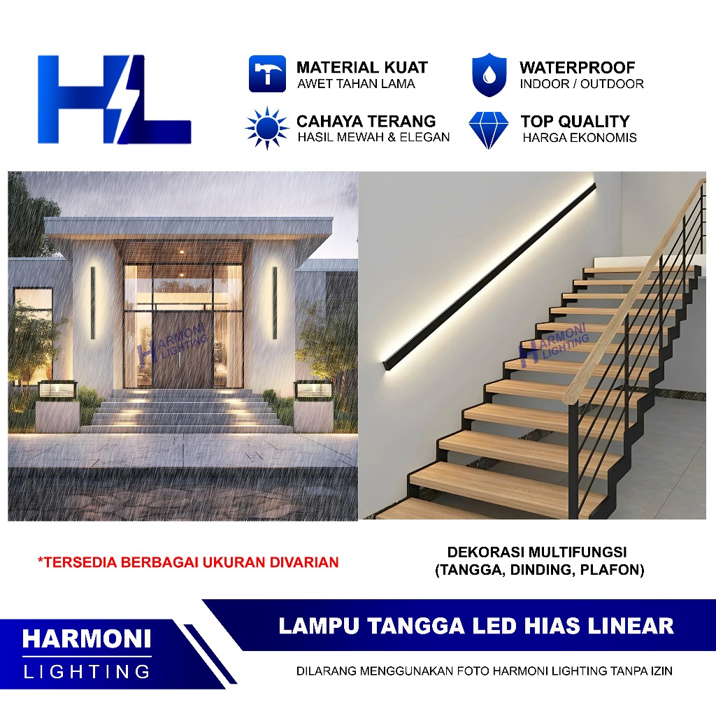 Jual Lampu Tangga LED Step Light Panjang Linear Lampu Hias Dinding ...