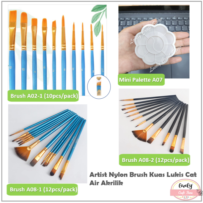Jual LovelyCraftStore | 10pcs/12pcs Kuas Lukis, Kuas Clay, Paint Brush ...