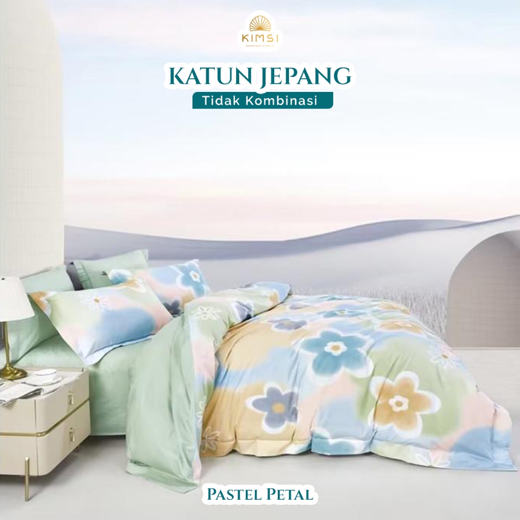 Jual Bedcover Set Katun Jepang Original Motif Bunga Kotak Abstrak Polos ...