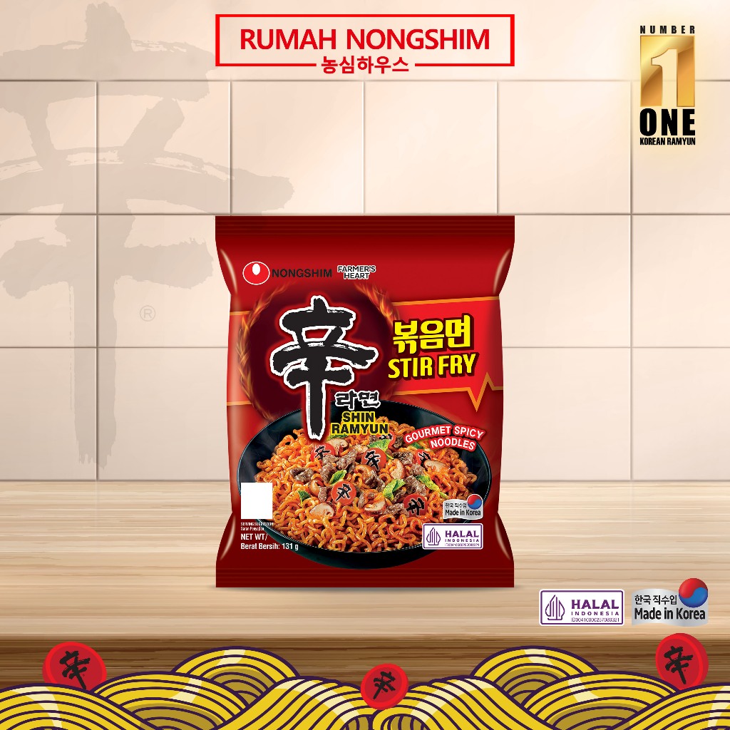 Jual [Ramyun Halal Asli Korea] Shin Ramyun STIR FRY 131g Mie Instant Goreng Pedas | Shopee Indonesia