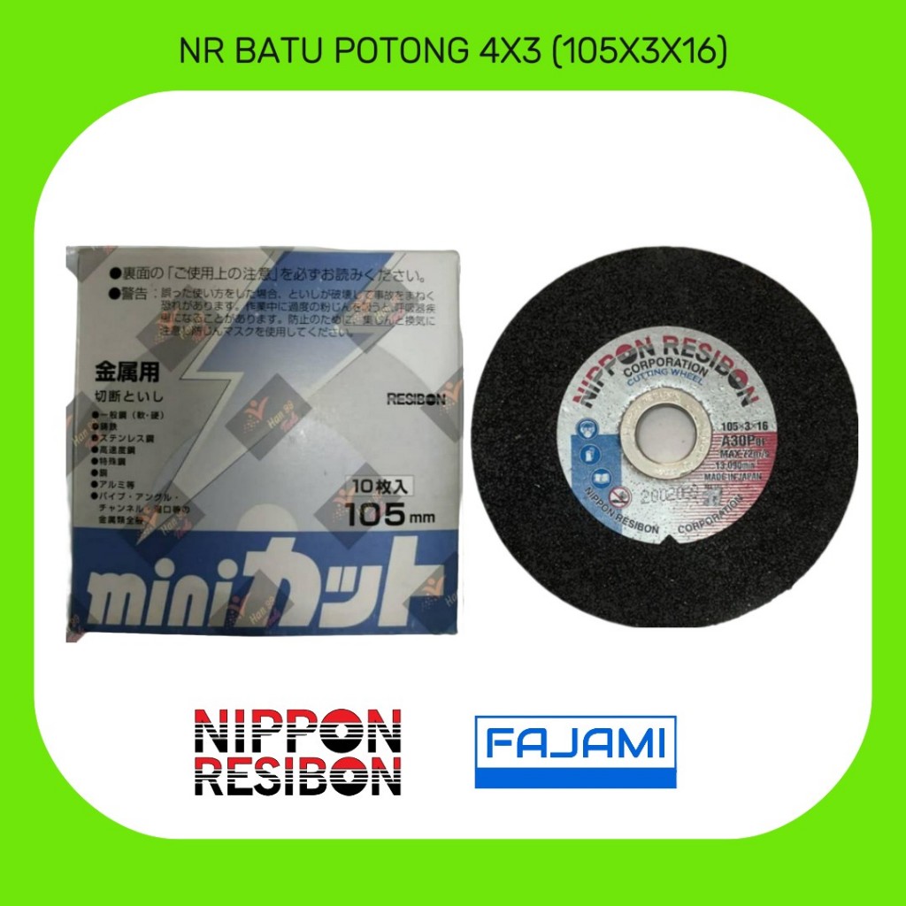 Jual BATU GERINDA POTONG NIPPON RESIBON 4" X 3MM (105X3X16) / NIPPON ...