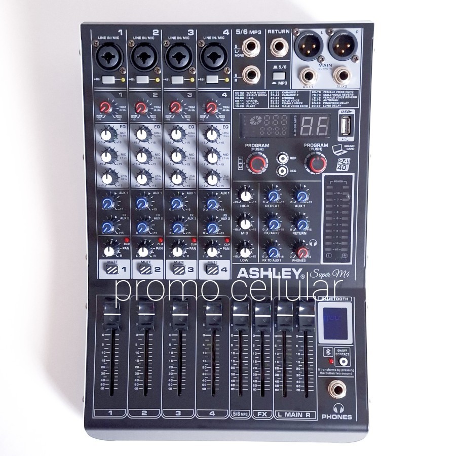 Jual Mixer Ashley Super M4 Reverb 99 Dsp 4 Channel USB Bluetooth SuperM4 Original | Shopee Indonesia
