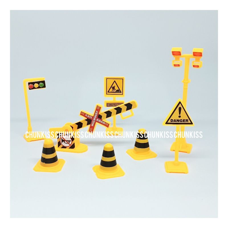 Jual (7 pcs) Topper Hiasan Mainan Rambu Konstruksi Rambu Lalu Lintas ...