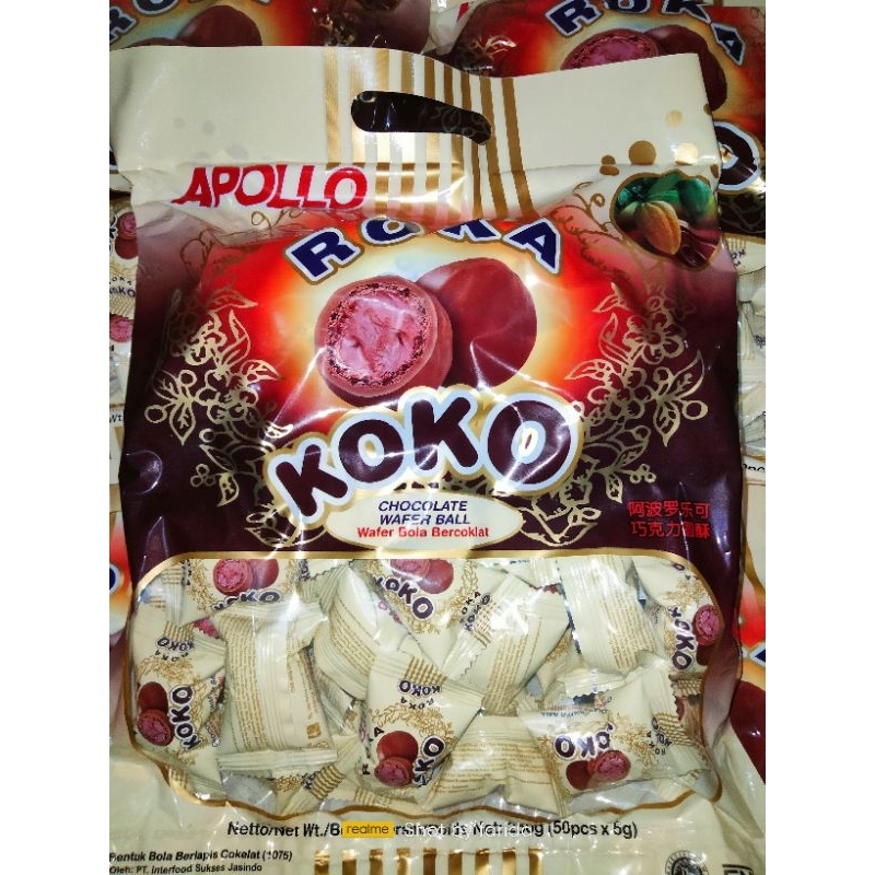 Jual Roka Wafer Ball Bola Coklat isi 50pcs Roka Koko Roka Pandan Susu ...