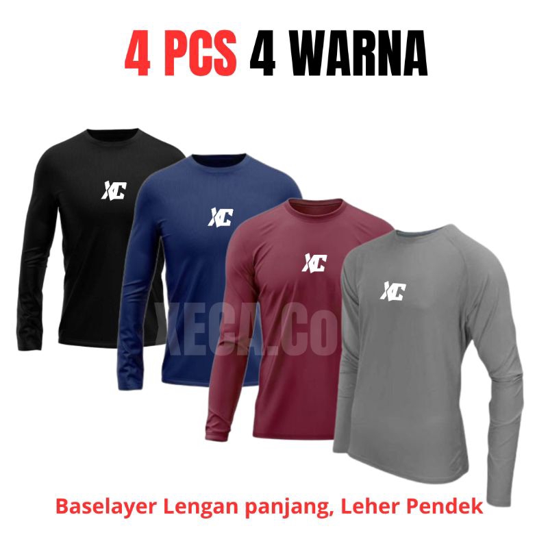 Jual 4 PCS Baselayer Manset Baju Lengan Panjang Leher Pendek Heatgear ...
