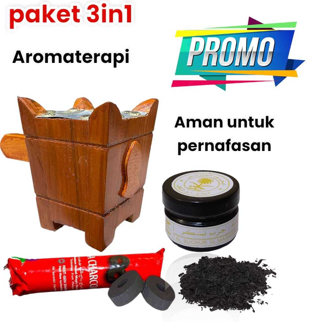 Jual set 3in1 bukhur maghribi alkaff mabkhara kayu jati arang magic ...