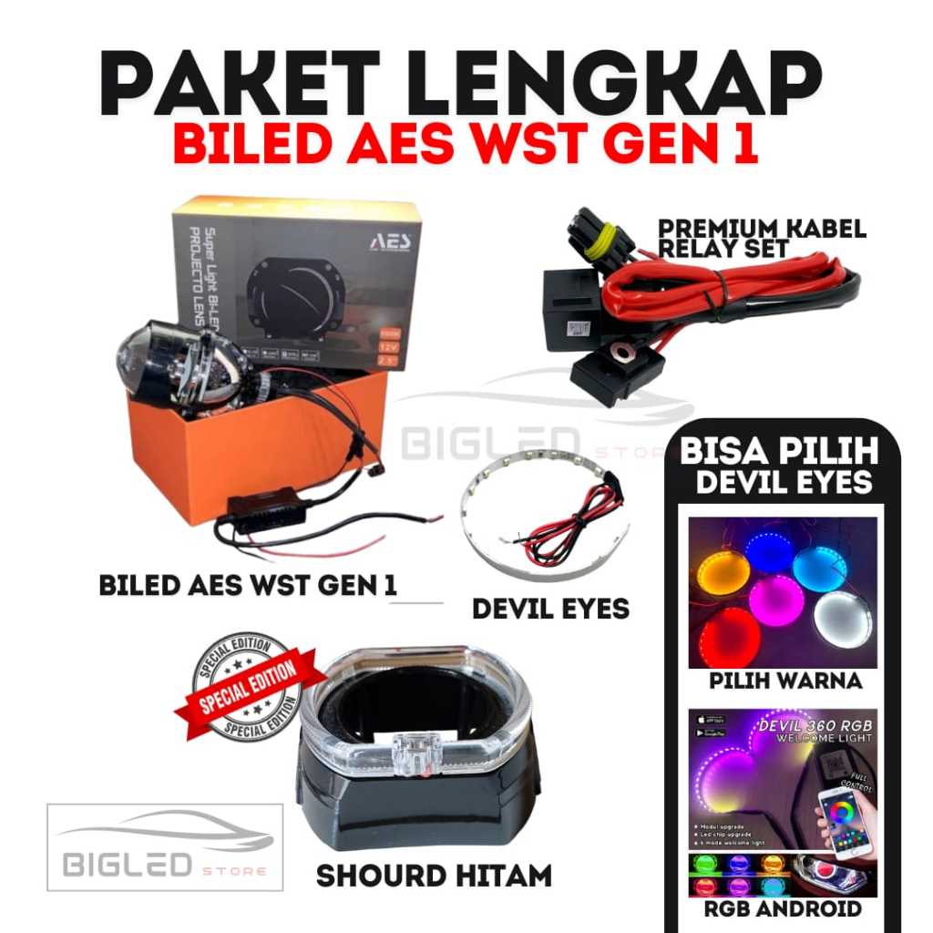 Jual BILED AES WST 2.5 GEN 1 HeadLight Projector Merk AES | Shopee ...