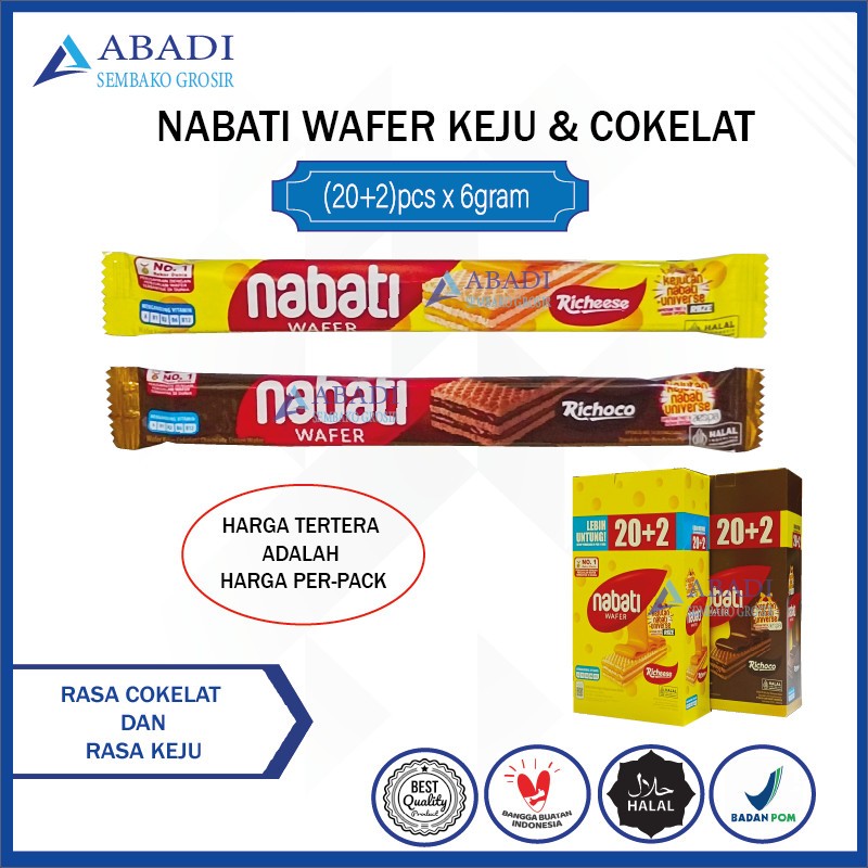 Jual Richeese Nabati Wafer Coklat Keju - Chocolate Cheese - 1 box 1 pak ...