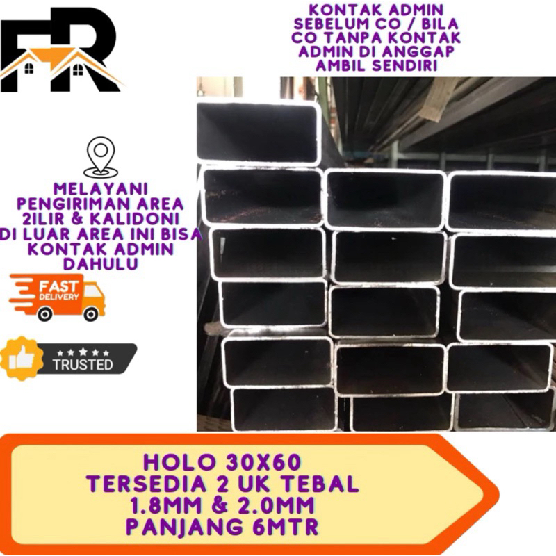 Jual Besi Holo 30x60 Tebal 1.8MM &2.0MM Panjang 6MTR Perbatang | Shopee ...