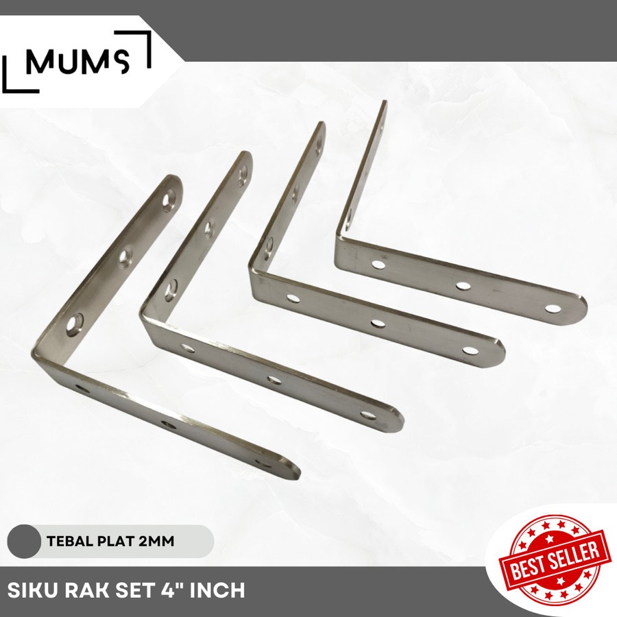 Jual GDM Plat Siku Rak Ambalan 4" Inch Set 4 Pcs / Siku Rak L Bracket ...