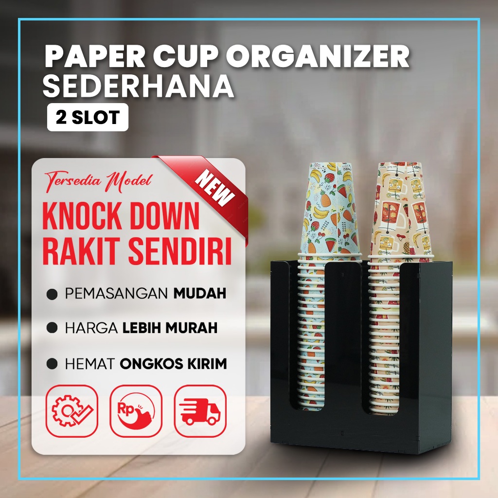 Jual Rak Cup Holder Akrilik Paper Cup Sederhana - Isi 2 Slot 8-16oz ...