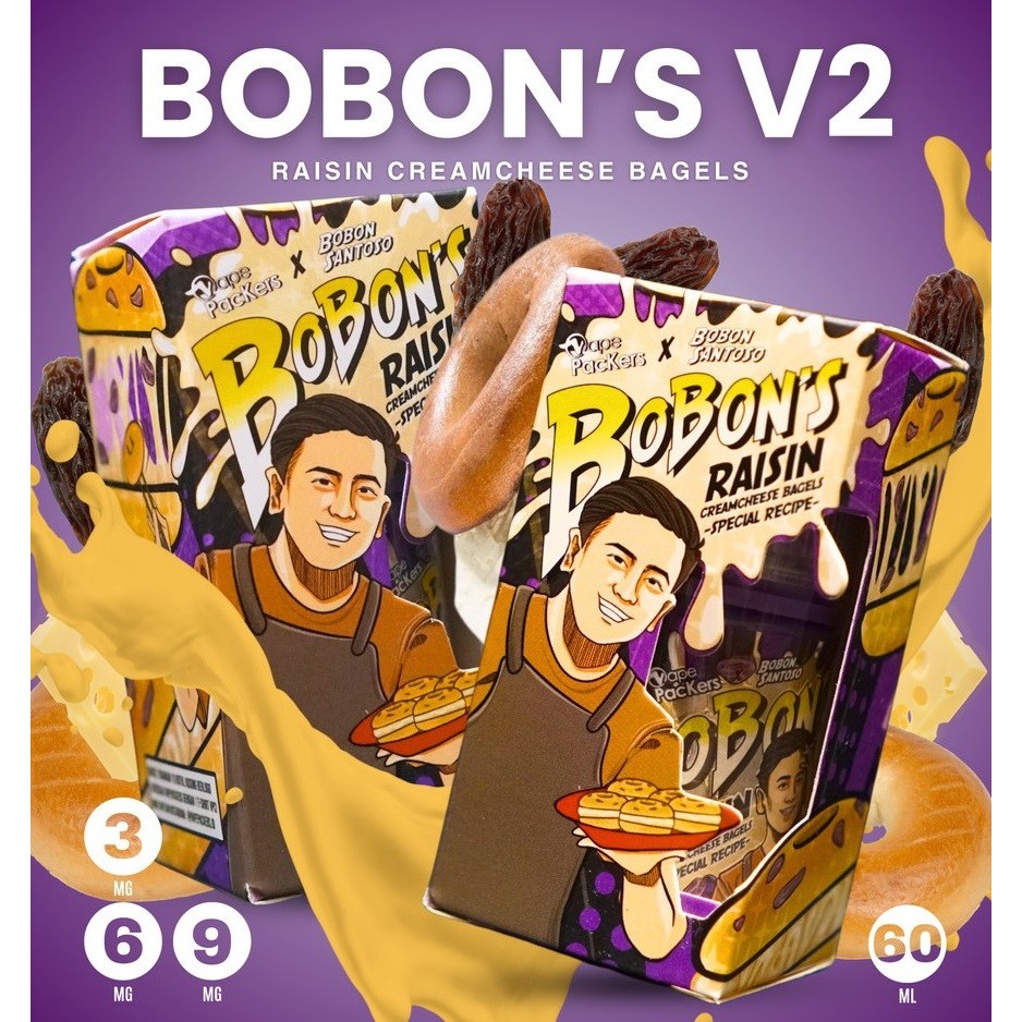 Jual BOBON'S V2 RAISIN CREAM CHEESE BAGLES 60ML Freebase Authentic BY ...