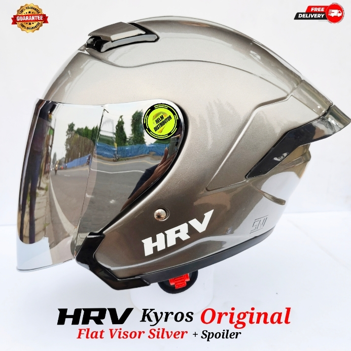 Jual HELM HALF FACE HRV KYROS SOLID ORIGINAL100% PLUS SPOILER PREMIUM ...