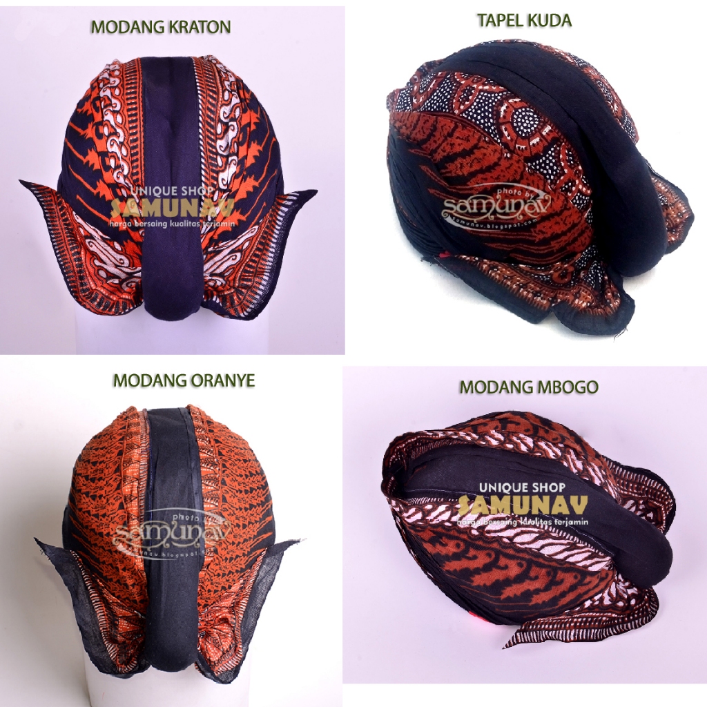 Jual Blangkon Mataram Murah Motif Modang mbogo / Modang Kraton / Modang oranye / Tapel Kuda ...