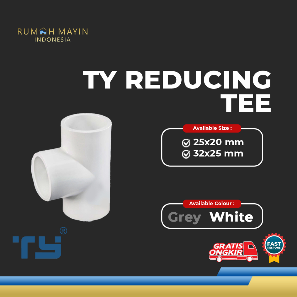 Jual TY Reducing Tee / T Reducer / Vlok Sok Pipa Pipe U – PVC by 3 ...
