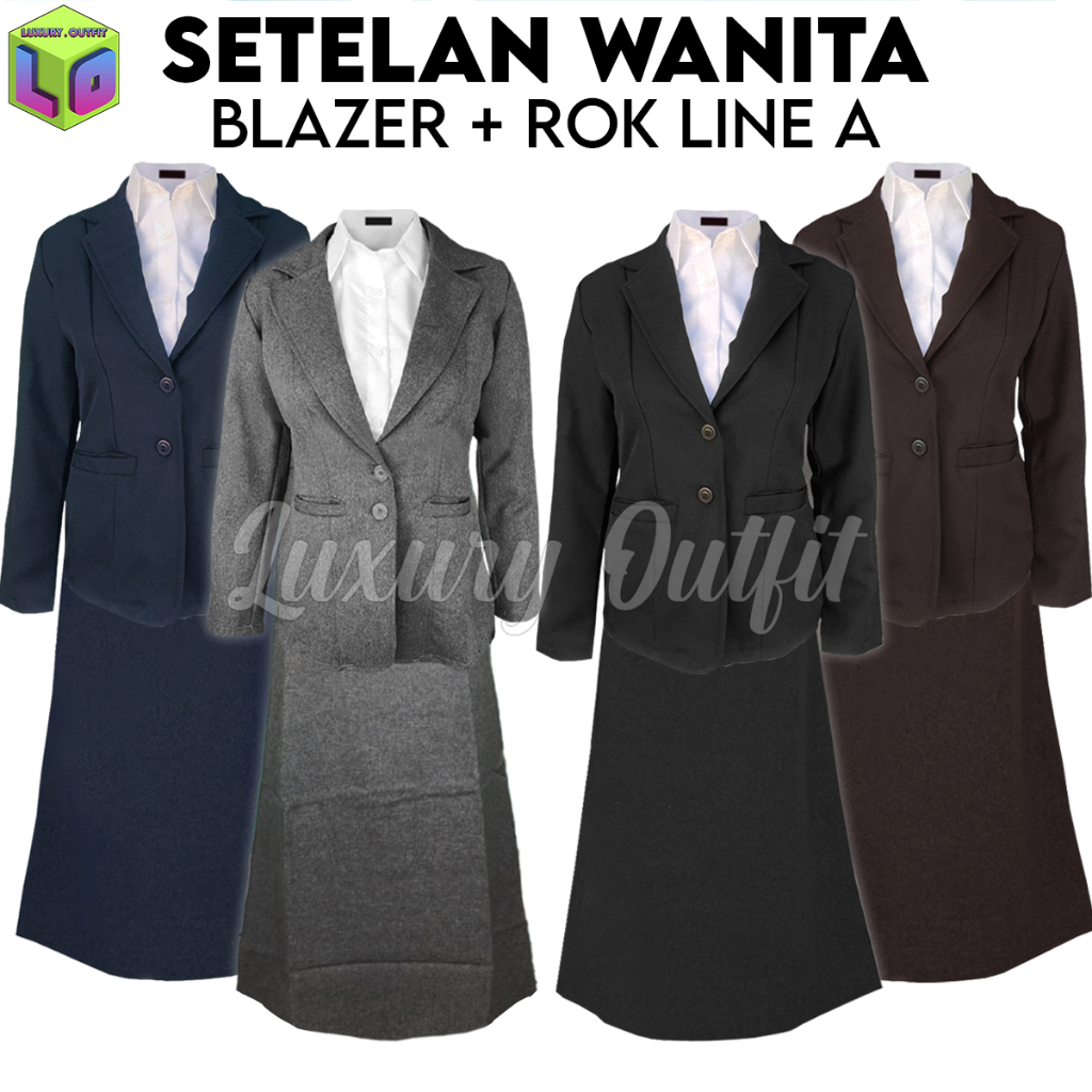 Jual One Set Blazer Rok Span Line A Panjang Wanita Bahan Wool Kain Semi ...