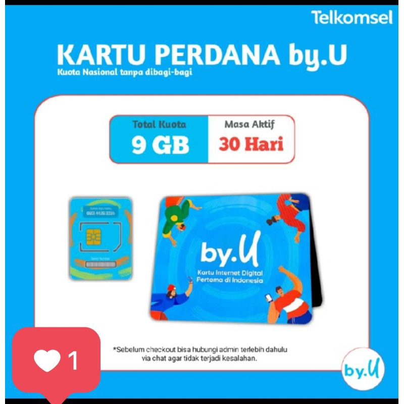 Jual Kartu perdana byu Telkomsel kuota 9GB 30 hari kuota nasional ...