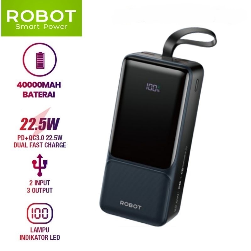 Jual Aad* ROBOT RT40 Power bank 40.000 mAh 22.5W QC PD LED 3 Port Fast ...