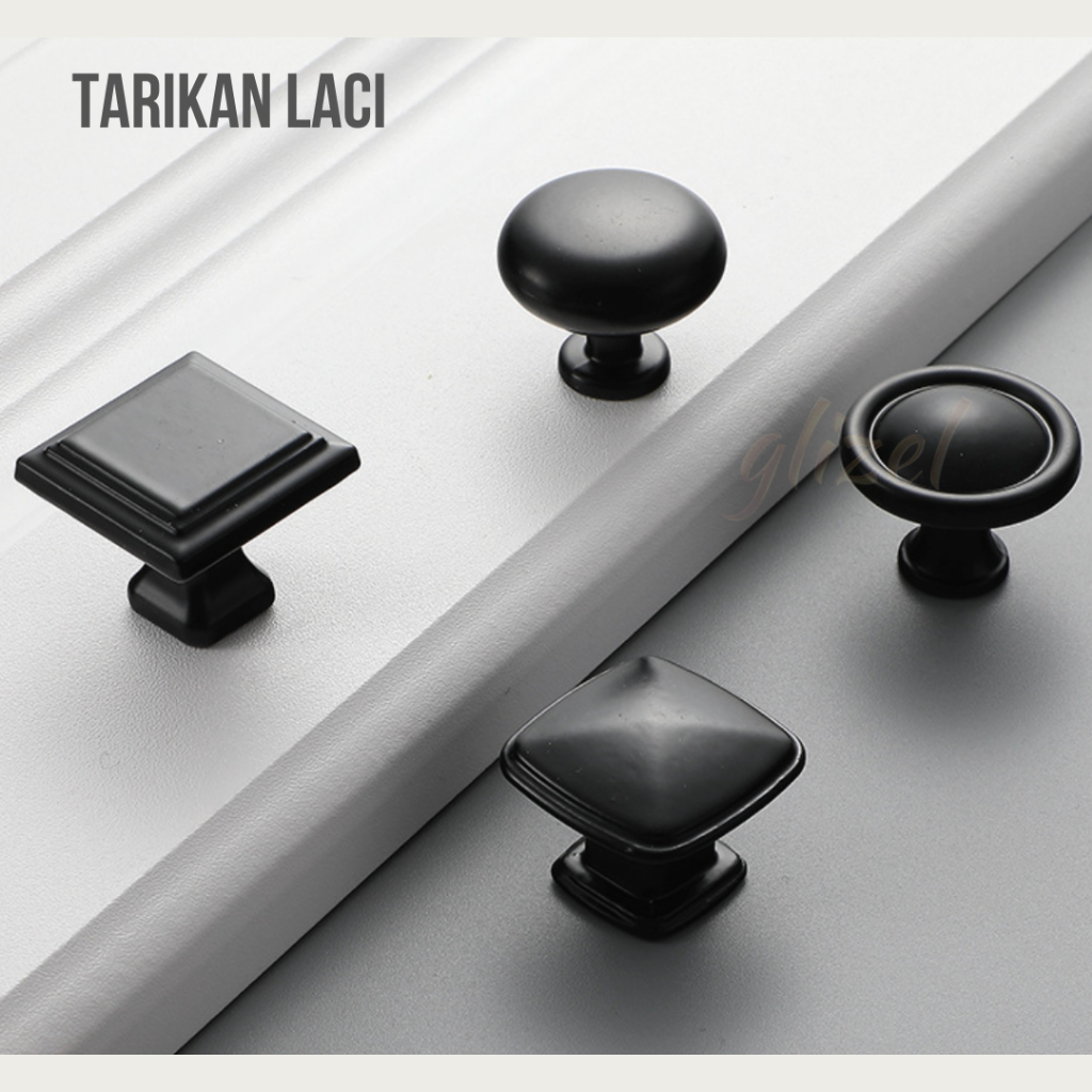Jual Tarikan laci Bulat Hitam Pegangan Lemari Handle Handel Knob Kotak ...