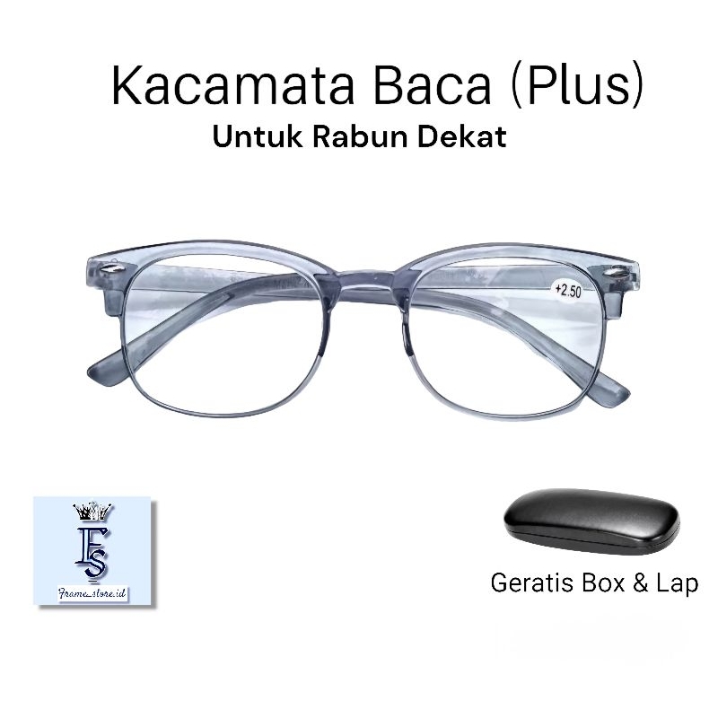 Jual Kacamata Baca / Kaca mata Plus Frame Transparan / abu-abu Unisex ...
