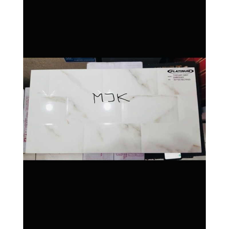 Jual Keramik 30x60 cutting model bata putih timbul corak carara Grade A ...