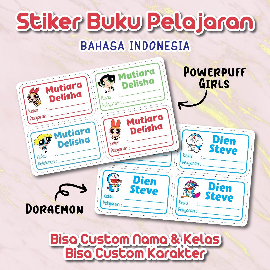Jual 40 PCS STIKER BUKU MAPEL SEKOLAH CUSTOM TEKS | STIKER BUKU ...