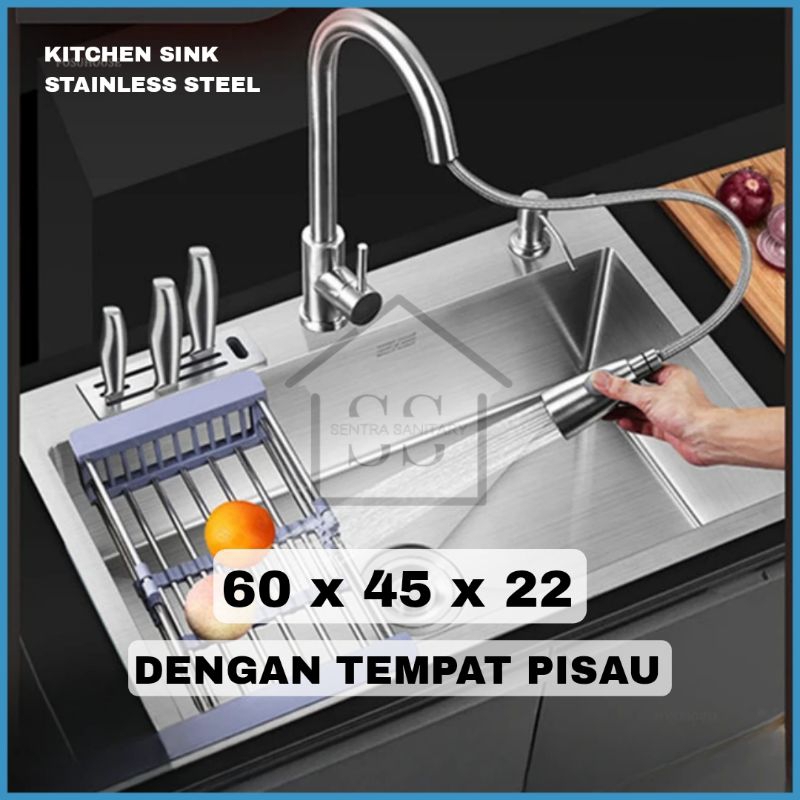 Jual Paket Kitchen Sink ukuran 6045 Thsink Tempat Pisau/bak cuci piring ...