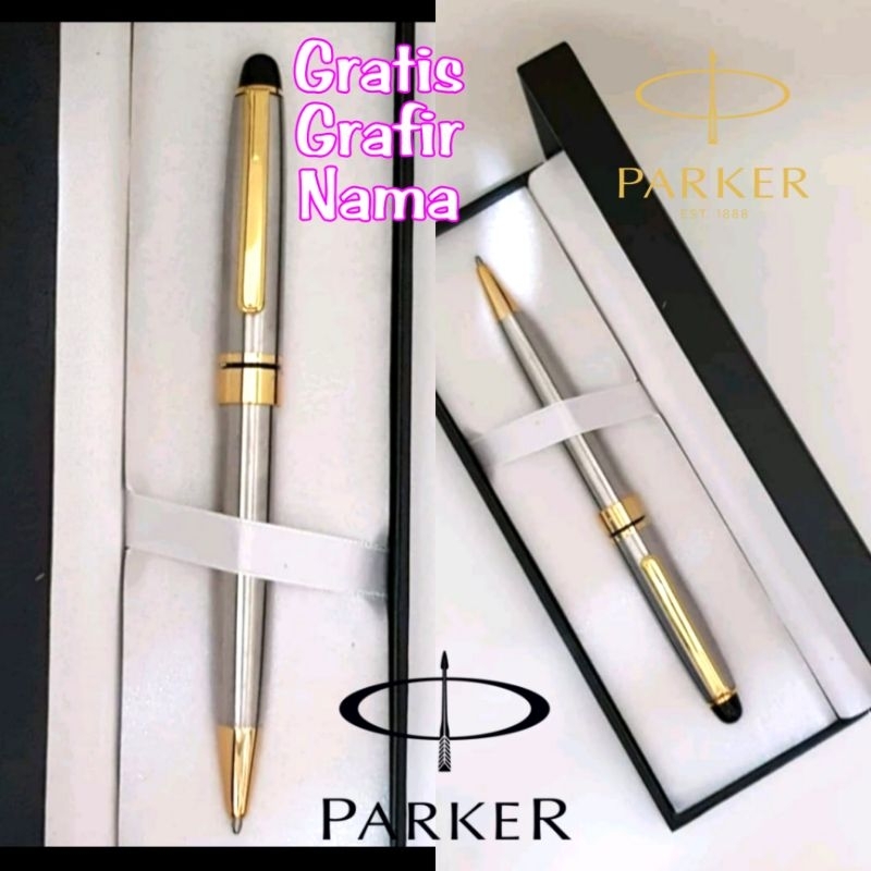 Jual pulpen ballpoint stainless parker exclusive gratis grafi nama ...