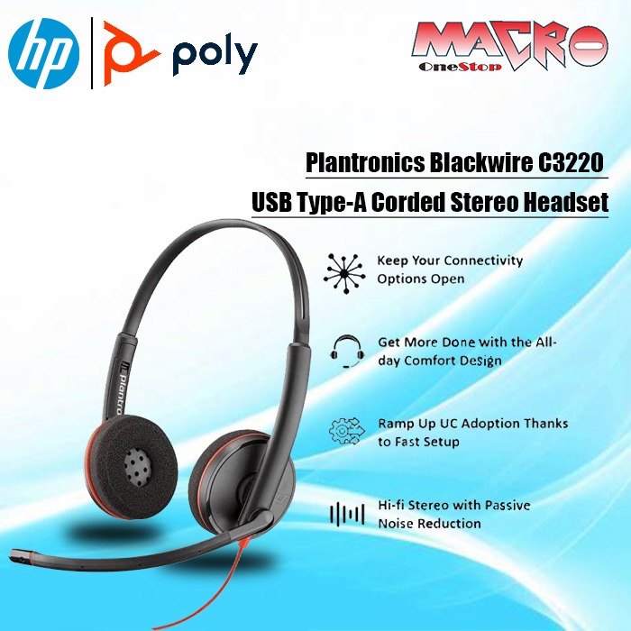 Jual Plantronics Blackwire C3220 USB Type-A Corded Stereo Headset ...