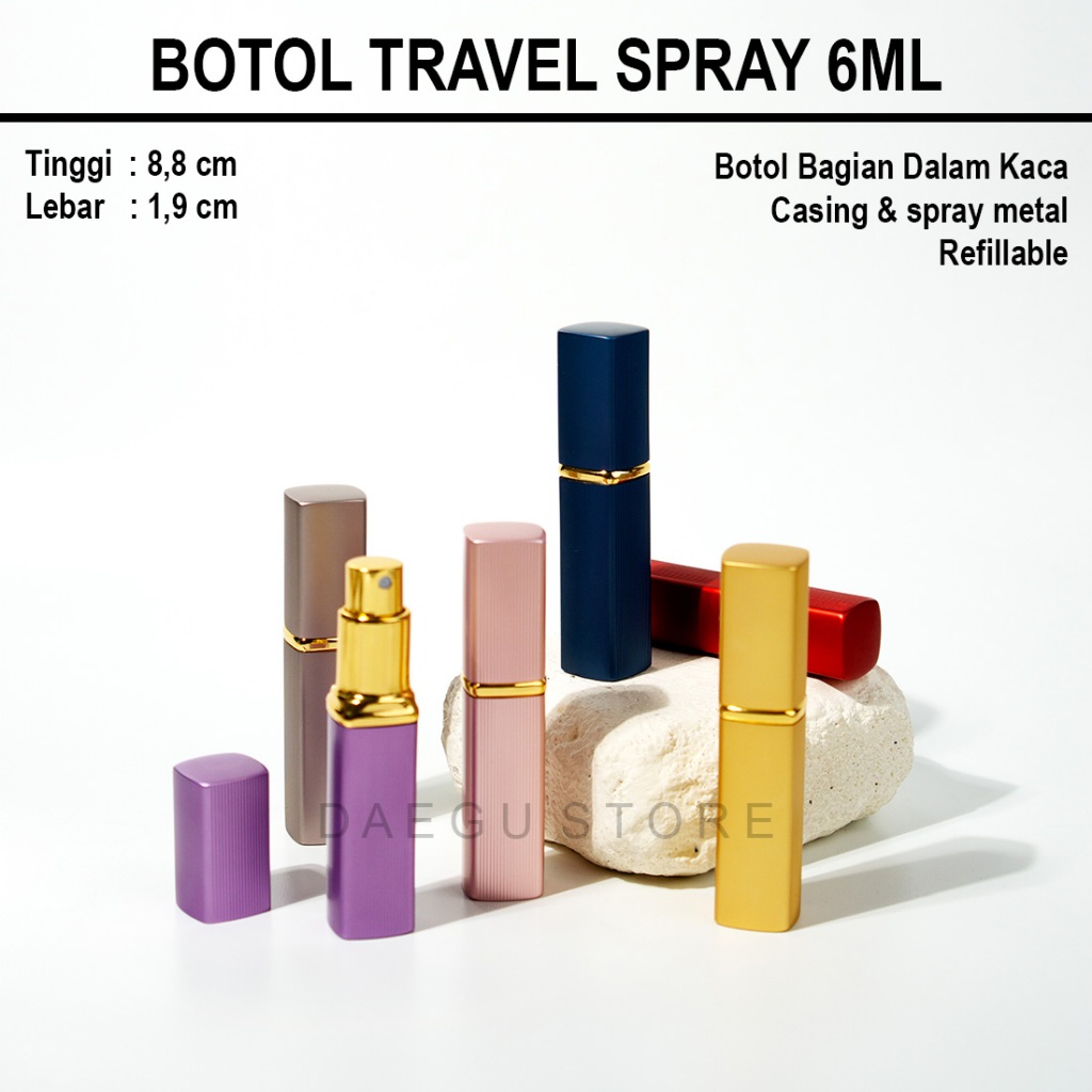 Jual Travel Size Spray 6ml Botol Parfum Kaca Mini Casing Metal ...