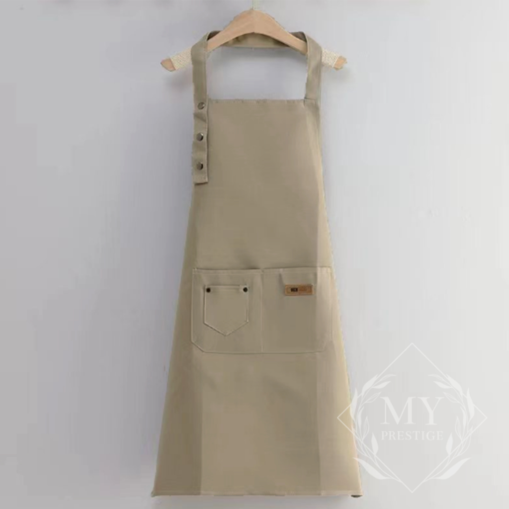 Jual Celemek Masak Apron Kain Pria Wanita Koki Cafe Dapur Hitam Cokelat ...