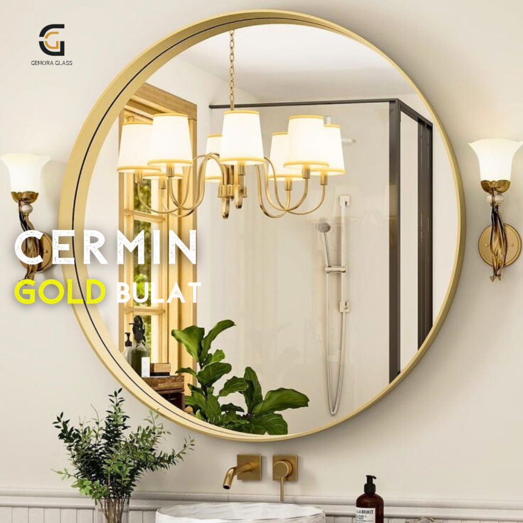 Jual Cermin Dinding Aesthetic Bulat Frame Gold (Free Packing Kayu ...