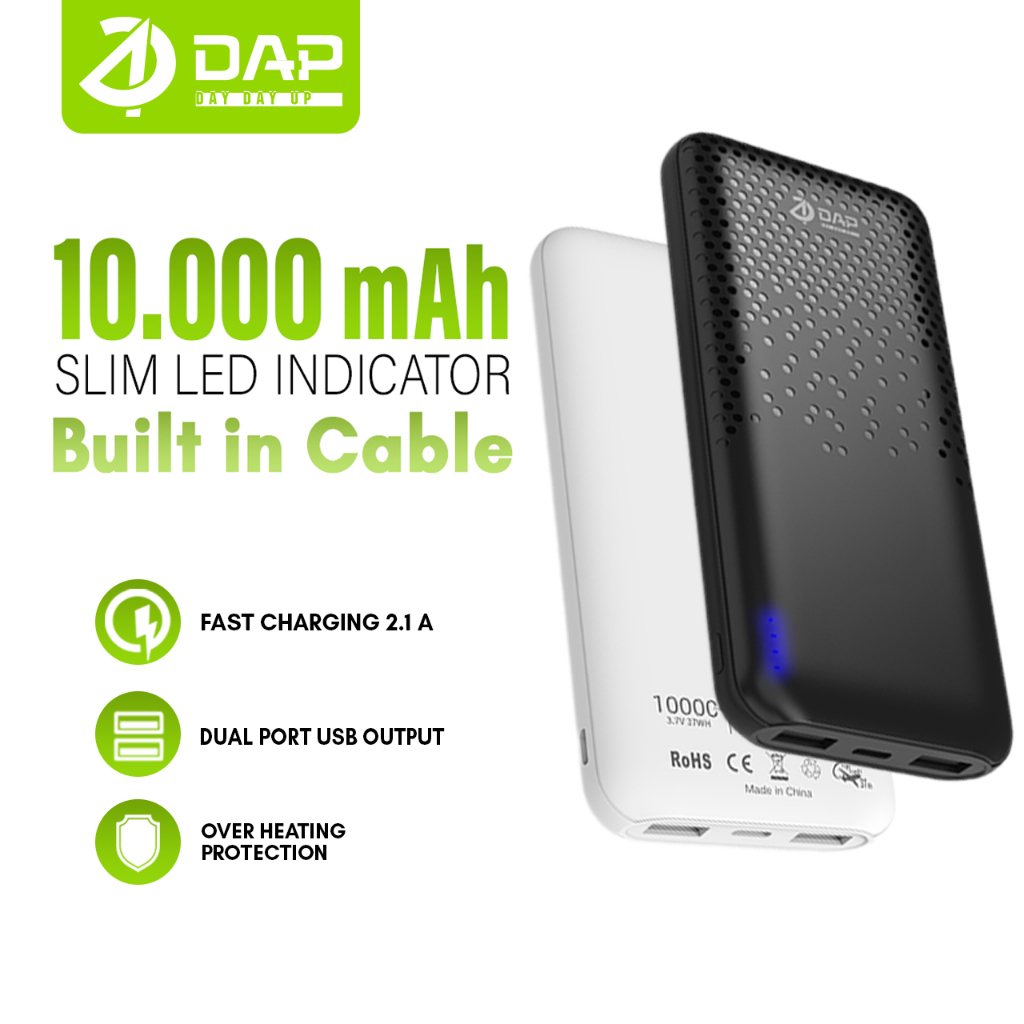 Jual PowerBank DAP 10.000mAh D-PB101 2.1A Dual Input Port Type C ...
