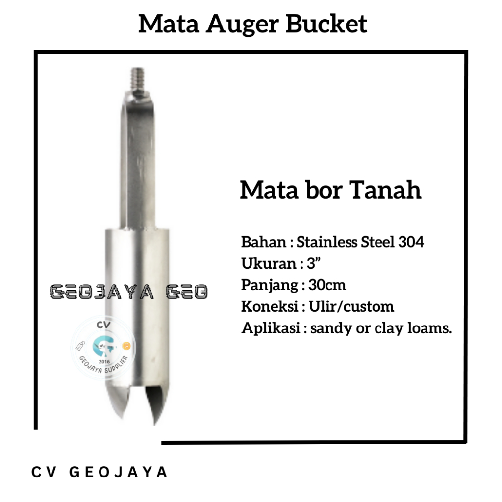 Jual Mata Auger Bucket 3” GN 09 Stainless Steel – Sandy (Mata bor Tanah ...