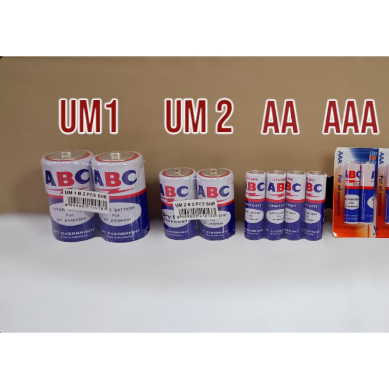 Jual Baterai ABC UM1/UM3/AA/AAA per pasang | Shopee Indonesia