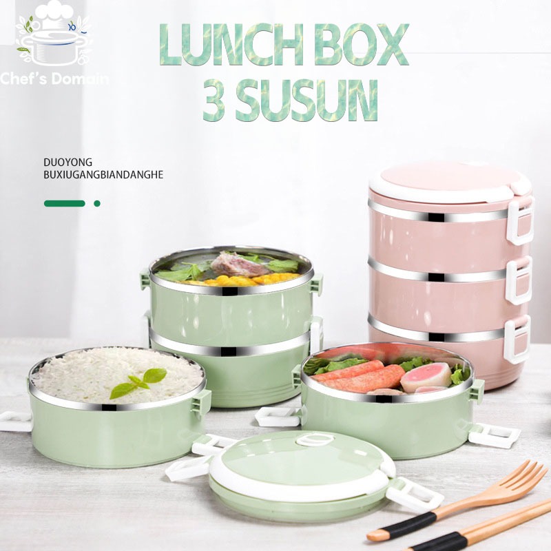 Jual Stainless Steel Lunch Box 3 Susun Elegan Tempat Bekel Wadah Bekal ...