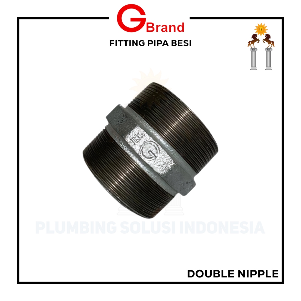Jual G Brand Double Nipple Galvanis Besi Drat BSPT 1/2 Inch / 20 mm | Shopee Indonesia