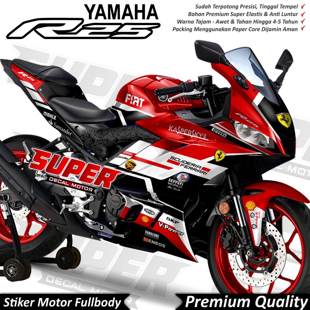 Jual Stiker Decal Motor Yamaha R25 New Full Body Variasi Ferrari ...