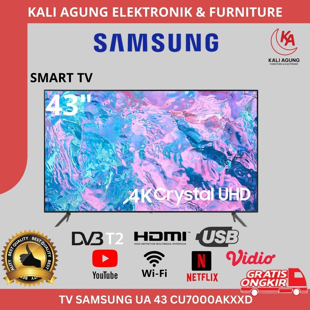 Jual TV LED SMART SAMSUNG 43 IN / SMART TV / 4K HDR / 43 CU 7000 / FREE ...