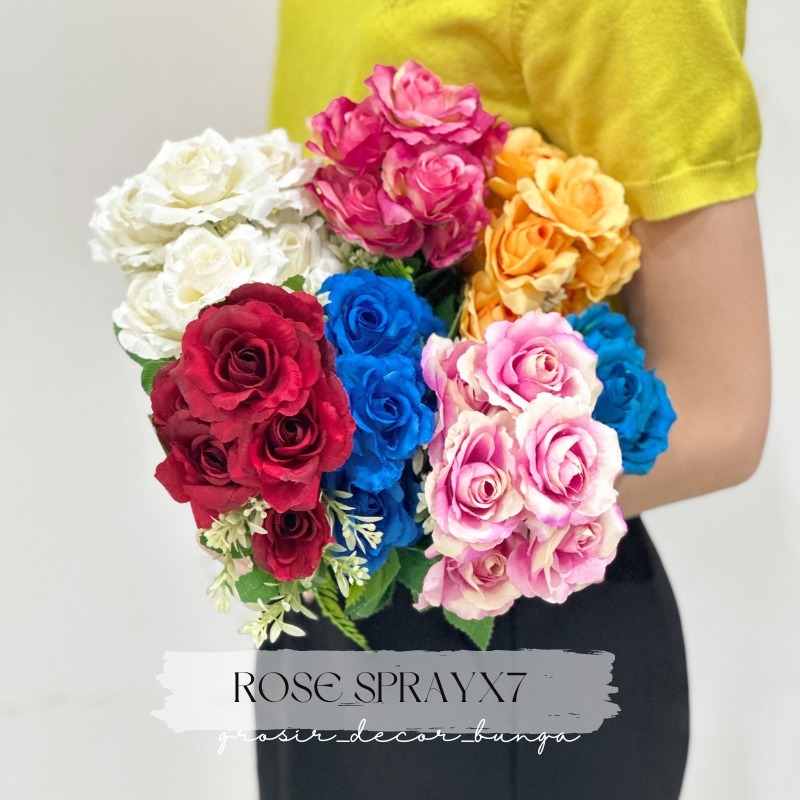 Jual [QC] ROSE SPRAY X7 Bunga Mawar Rose Kombinasi x7(satuan) Bunga Artificial Bunga Plastik ...