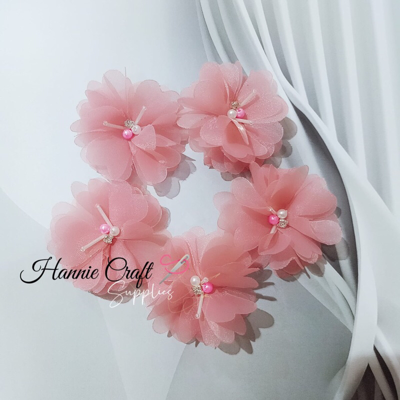 Jual HANNIE CRAFT | BUNGA TUMPUK 3D PAYET BAMBU MUTIARA ORGANZA /JAHIT ...